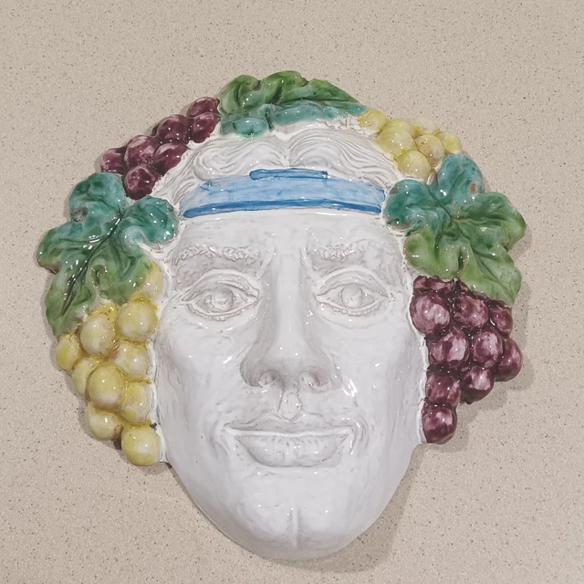 VINTAGE ITALIAN GLAZED Wall Bacus Mask. Hand Painted. Pre-owned £36.22 ...