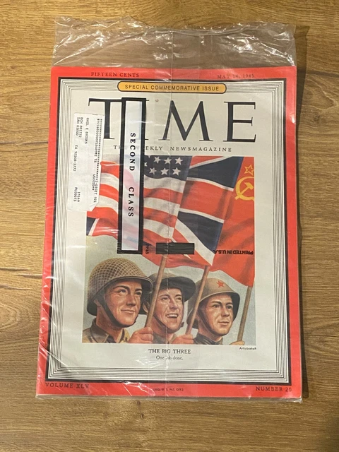TIME MAGAZINE MAY 14, 1945 The Big Three, original plastic mailer RARE ...