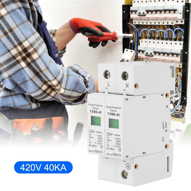 420V SURGE PROTECTIVE Device 2P 20KA-40KA Low-voltage Arrester Surge ...