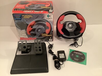 LOGITECH WINGMAN FORMULA Force Gp Steering Wheel + Pedals + Ac Adapter ...