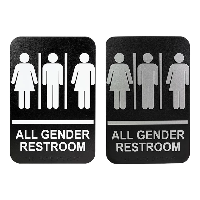 ALL GENDER RESTROOM Sign Graphical Symbols with Braille Wall Hanging ...