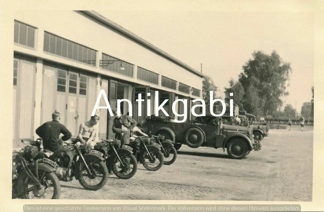 FOTO WK2 FUHRPARK LKW Motorräder Bikes Stab II Btl. Lehr Rgt. Berlin 1941 B1.20 EUR 29,90 ...