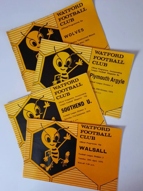 WATFORD FC, FOUR Programmes inc the Pat Molloy Testimonial from May ...