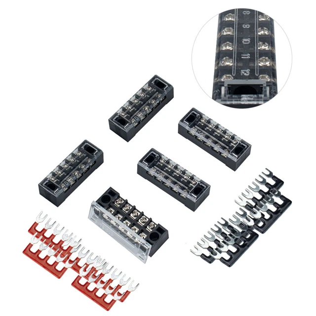 5 SETS 12P Terminal Block 12 Positions Terminal Strip Crimp Connectors ...