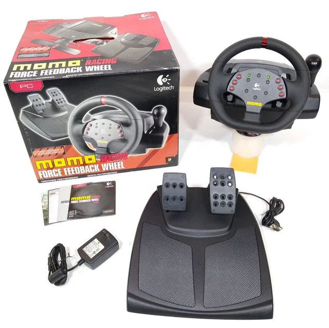 LOGITECH MOMO RACING EUH9 Force Feedback Steering Wheel and Pedals for ...