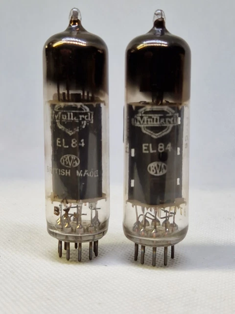 PAIR OF MULLARD EL84 rx1 Square Getters Valve Vacuum Tubes - B7H & B7J ...