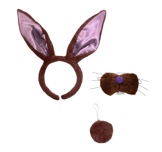 ADULT BROWN BUNNY Ears Headband Nose Tail Set Easter Rabbit Animal ...