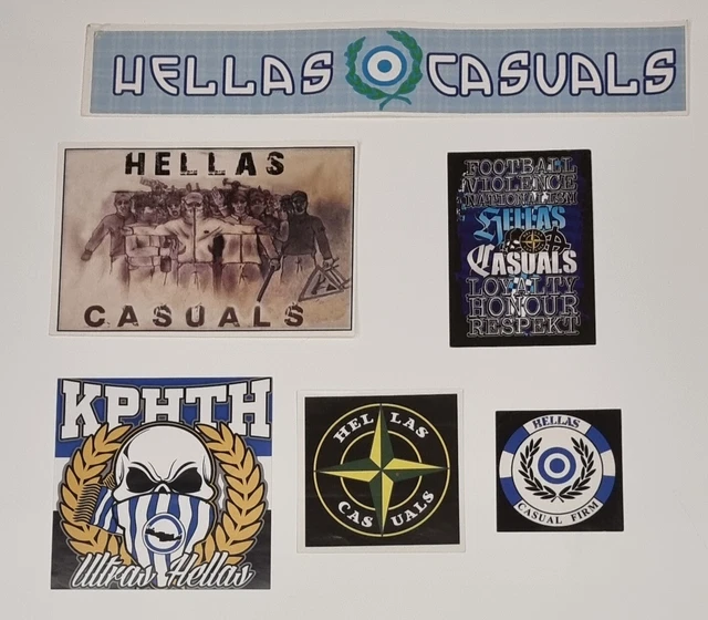 HELLAS CASUALS GREEK hooligans 11 rare old stickers ULTRAS Grecia No ...
