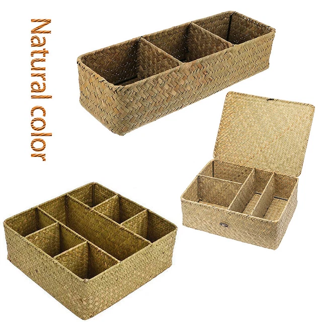 SEEGRAS AUFBEWAHRUNG KORB mit Gewebt Geflochtener RechteckigOrganizer ...