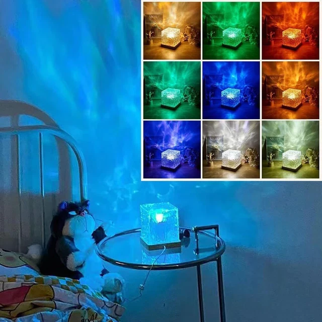NORTHERN LIGHTS CUBE,16 Colors Dynamic Water Wave Night Light with ...