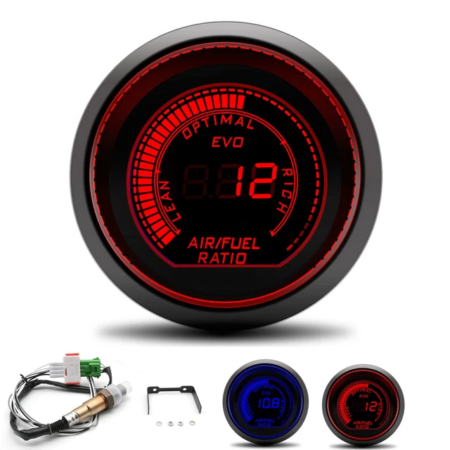 52MM 2'' LED Air Fuel Ratio Gauge AFR Gauge W/ Narrowband Oxygen Sensor ...
