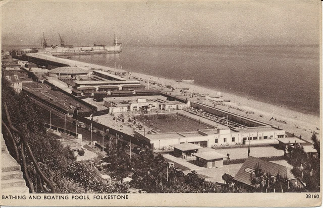 PC02153 BATHING AND Boating Pools. Folkestone. 1947. E.A. Sweetman and ...