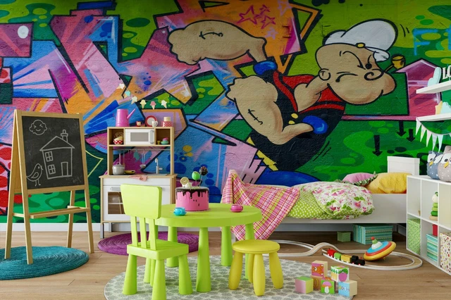 3D GRAFFITI POPEYE Self-adhesive Removable Wallpaper Murals Wall ...