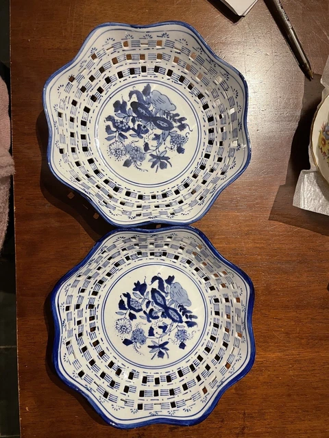 VINTAGE BLUE/WHITE CHINESE, Cut Out Plates X2 £21.50 - PicClick UK