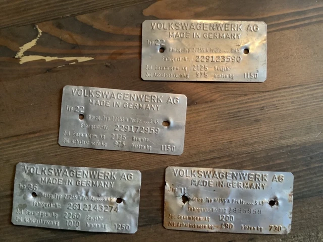 VW BUS BULLI T1 Oldtimer Typ 22 ,26 ,11 Orig.Typenschild chassis plate ...