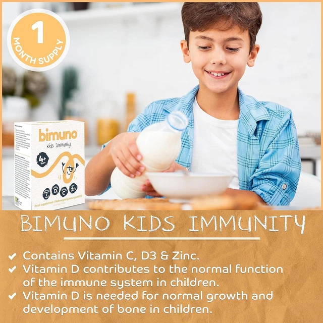 BIMUNO KIDS IMMUNITY | 4-In-1 Prebiotic with Vitamin D3, C, Zinc ...