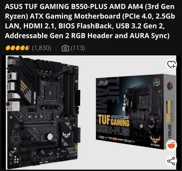 AMD RYZEN 7 5800x3d processor With Tuff B550 Plus Wifi Motherboard And ...