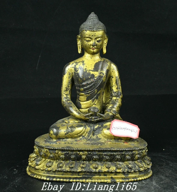 7& ALTE KUPFER vergoldete Shakyamuni Sakyamuni Amitabha Buddha Lotus Statue EUR 185,00 - PicClick DE