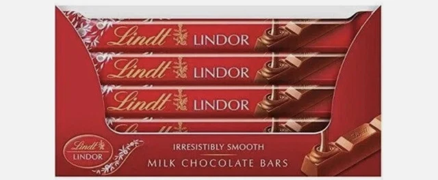 LINDT LINDOR MILK Chocolate Treat Bars 38 g (Pack Of 18) Long Date £14. ...