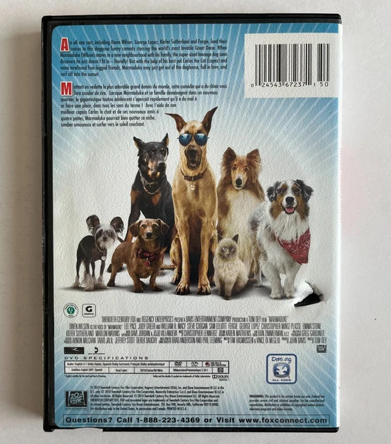 MARMADUKE (DVD, 2010, Includes French) Hole in back paper Blockbuster ...