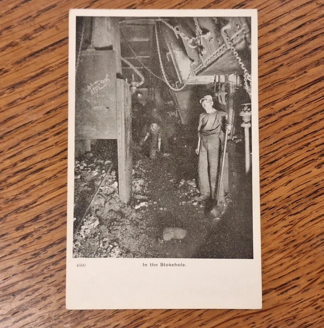 WHITE STAR LINE interest 'the stokehole' Boiler Room original postcard ...