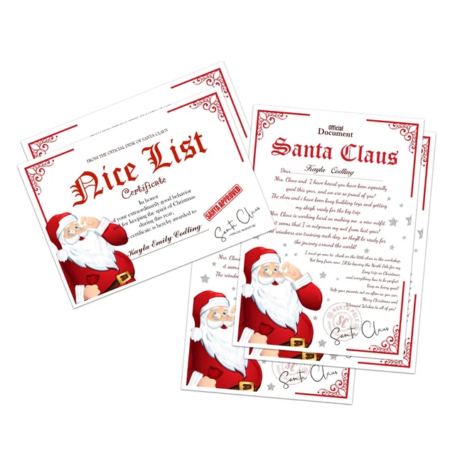 PERSONALISED LETTER FROM Santa Nice List Certificate Christmas Eve Box ...