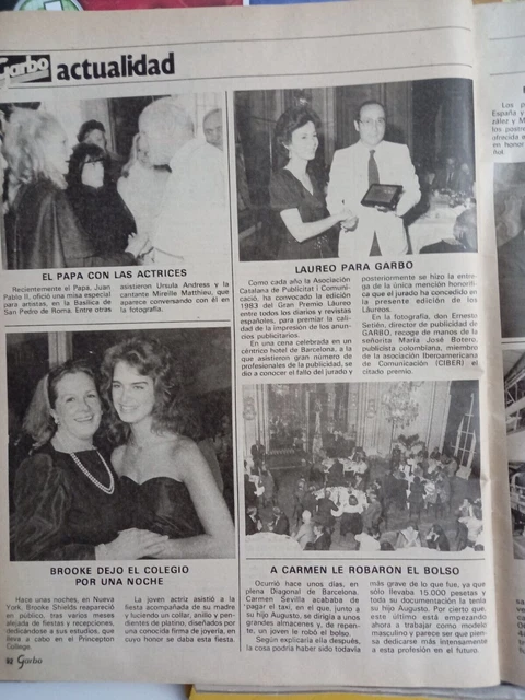 COUPURE BROOKE SHIELDS URSULA ANDRESS ET LE PAPE JEAN-PAUL II CARMEN ...