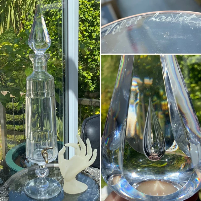 👀RARE HUGE 1L Val St Lambert Crystal Whisky DISPENSER Fountain SPIRE ...
