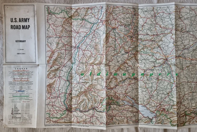 US ARMY ROAD Map Landkarte Germany Deutschland Sheets 3 and 4 1:500000 ...