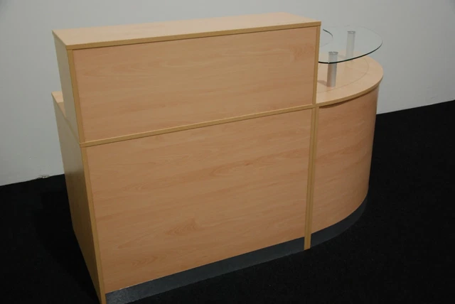 RECEPTION DESK BEECH Curved Reception Desk Office Aluminium Plinth ...