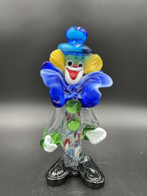 VINTAGE MURANO ART Glass Clown Figure Figurine Italy Hand Blown 8 ...