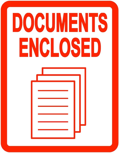 DOCUMENTS ENCLOSED STICKERS - Grand 80 x 103mm - Fragile - Paquet ...