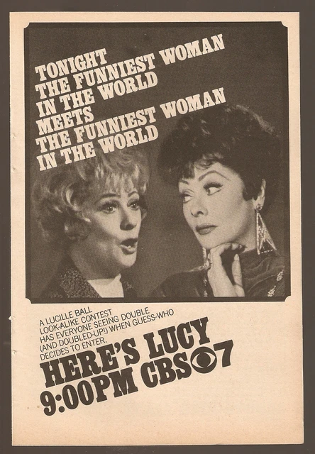 1974 CBS TV Ad~Lucille Ball~Here's Lucy~Funniest Woman In The World X 2 ...