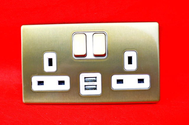 MK ASPECT 2G DP 2 Port USB Satin Gold Switched Socket K24344SAGW £44.99 ...