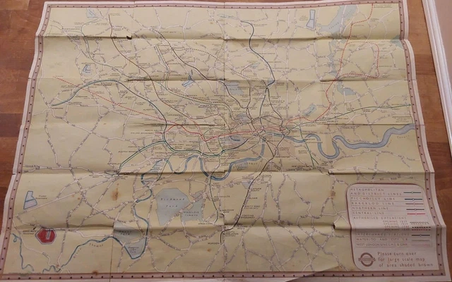 UNDERGROUND, 1938 RAILWAY Map # 2 London Transport, poor Condition see ...