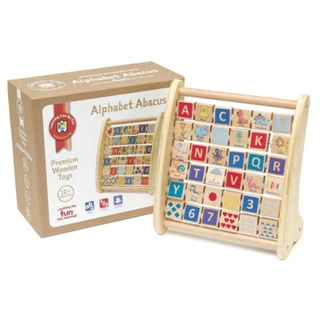 LEARNING CAN BE Fun Alphabet Abacus Wooden toy Set of 50 Ages 2 Years ...