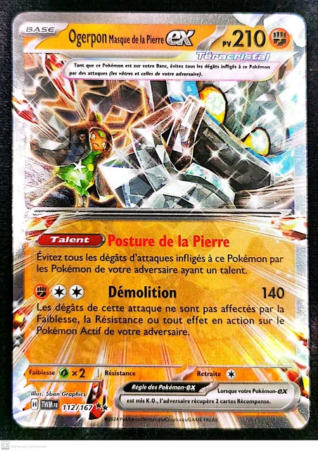 CARTE POKÉMON OGERPON Masque de la Pierre EX 112/167 TWM FR NEUF EUR 3 ...