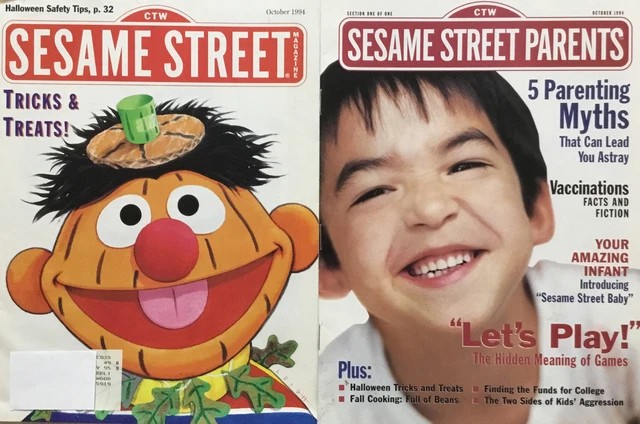 (2) SESAME STREET Magazines October 1994 Pumpkin Ernie Halloween Safety ...