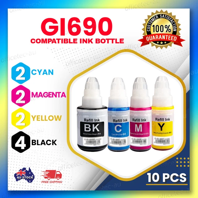 10X COMPATIBLE INK Bottles GI-690 for Canon PIXMA G2600 G3610 G4610 ...
