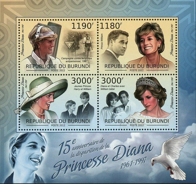 PRINCESS DIANA STAMP Charles Harry William Royal Family S/S MNH #2665 ...