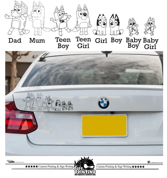 CAR STICK FAMILY blue Car van camper truck Window Vinyl Stickers Plus ...