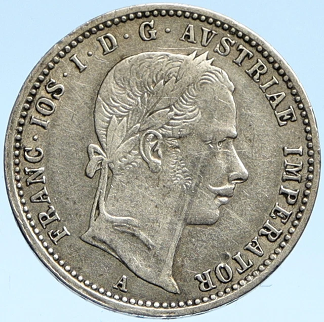 1858 A AUSTRIA KING FRANZ JOSEPH I Eagle VINTAGE österreichische 1/4 ...