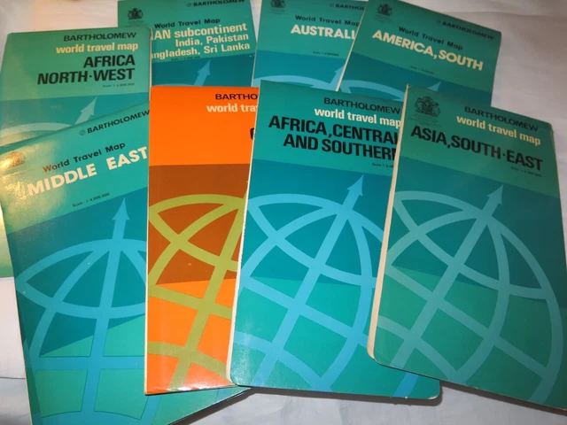 VINTAGE LARGE MAPS Bartholomew World Travel Series 1970s Excellent £6. ...