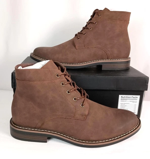 NICK GRAHAM MEN’S Riley Brown Lace Up Ankle Boots Size 9 Vegan Leather ...