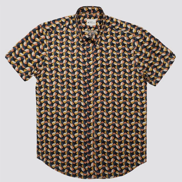 BEN SHERMAN BAUHAUS Geo Print Short Sleeve Shirt, Midnight. SALE £49.00 ...
