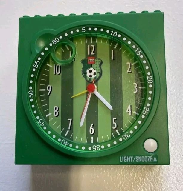 LEGO ANALOG BATTERY Operated Alarm Clock Green Futbol Football Soccer ...