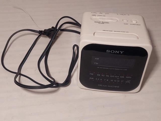 SONY DREAM MACHINE Cube White ICF-C120 Alarm LED Clock FM/AM Radio ...