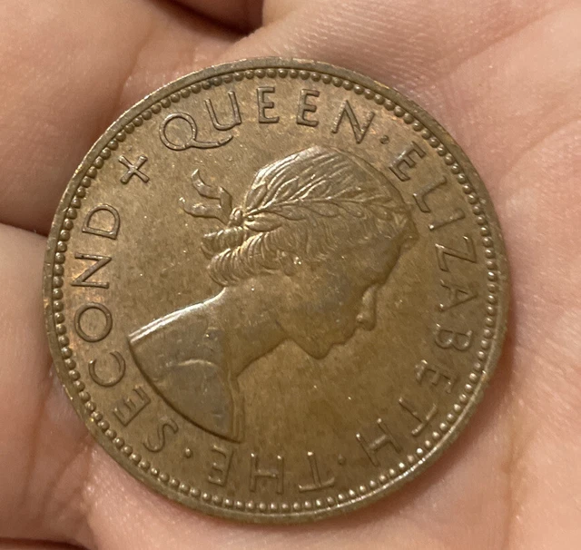1963 QE11 NEW Zealand One Penny Coin Queen Elizabeth Ii $5.00 - PicClick AU