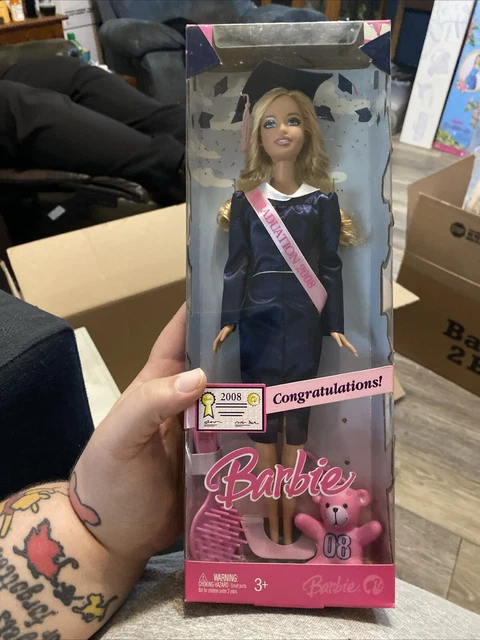 GRADUATION BARBIE CONGRATULATIONS 2008 Mattel M3482 Pink Bear Keychain ...
