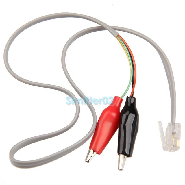 HOME PHONE TELEPHONE Rj11 Plug Alligator Clip Test Tester Cable Wire ...